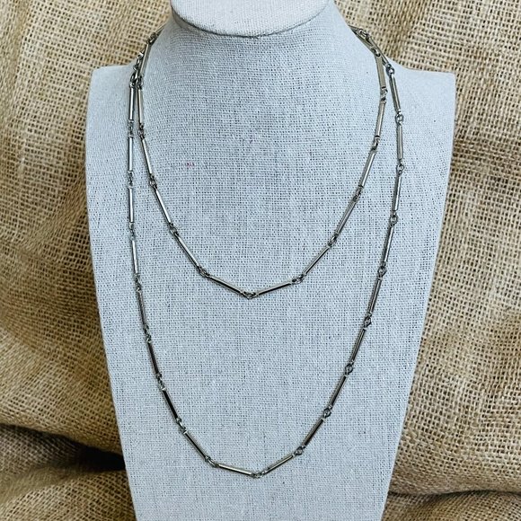 Vintage Jewelry | Jewelry | Vintage Silver Tone Bar Rods Link Chain ...
